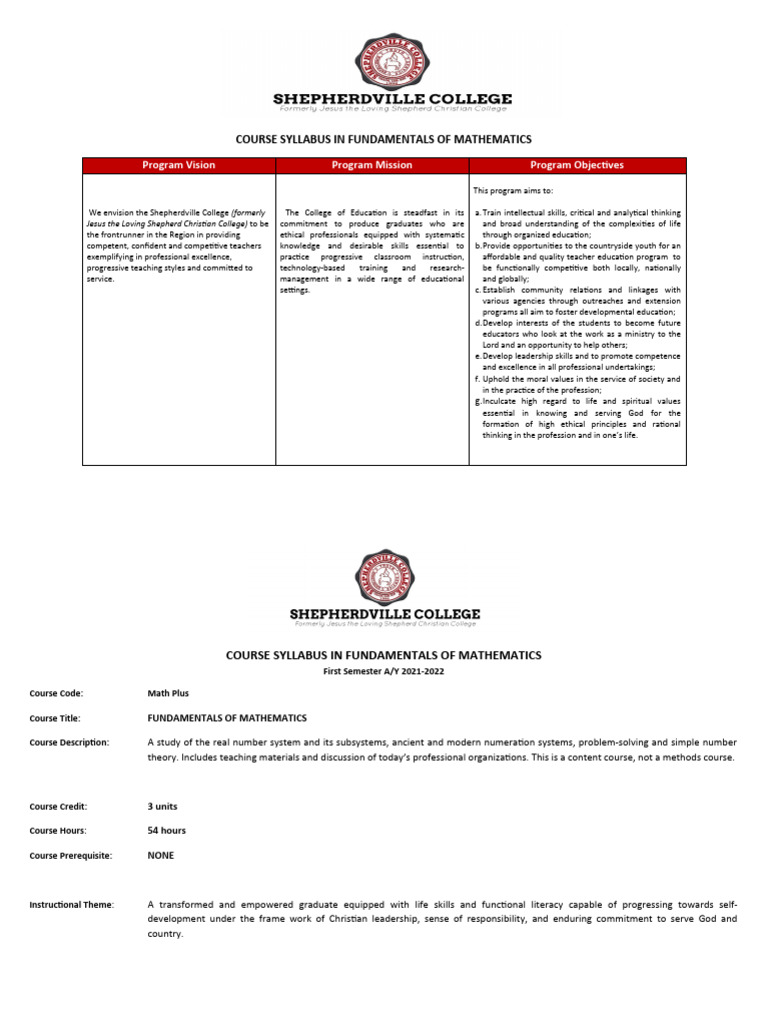 Fundamentals of Mathematics Syllabus | PDF | Equations | Triangle