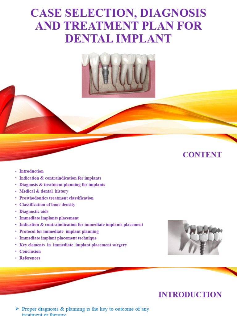 Case Selection, Diagnosis & Treament Plan For Dental Implant | PDF | Dental Implant | Periodontology