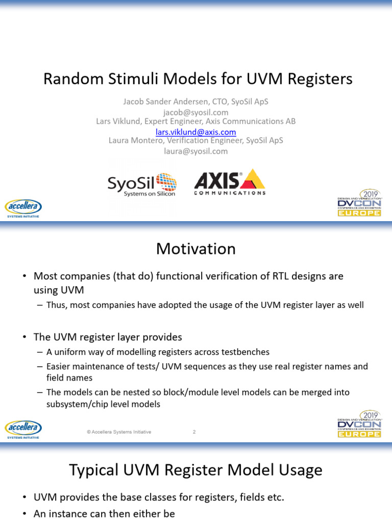Random Stimuli Models For Uvm Registers Presentation | PDF