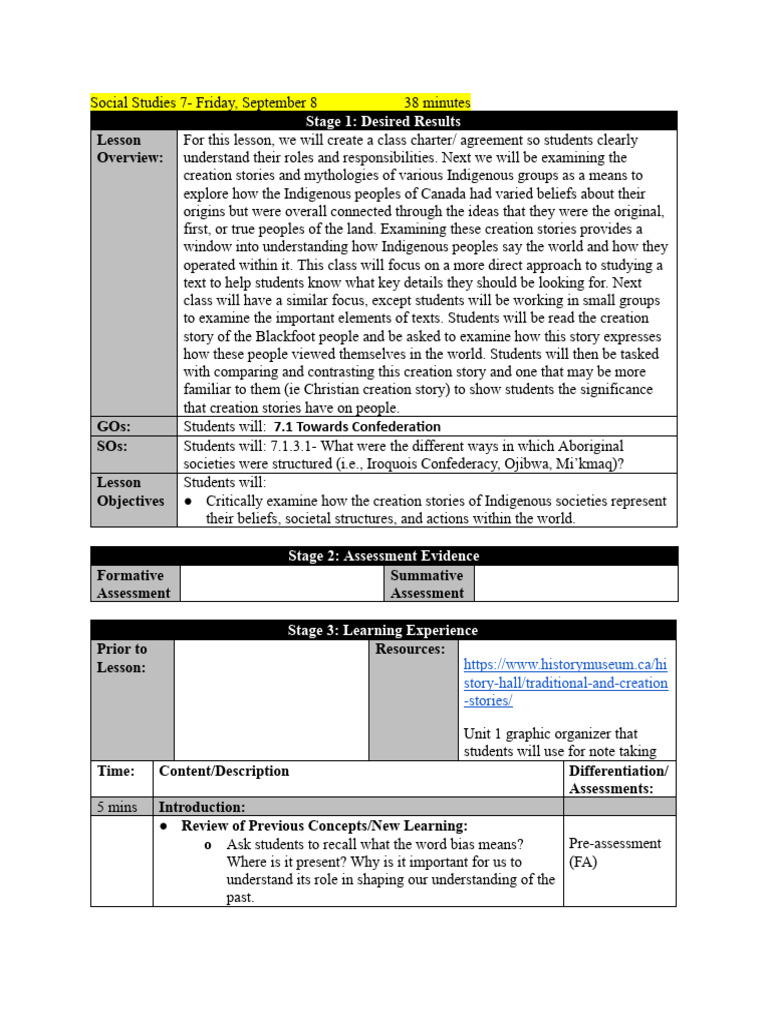 Weebly Fnmi Lesson Plans | PDF | Ojibwe | Creation Myths