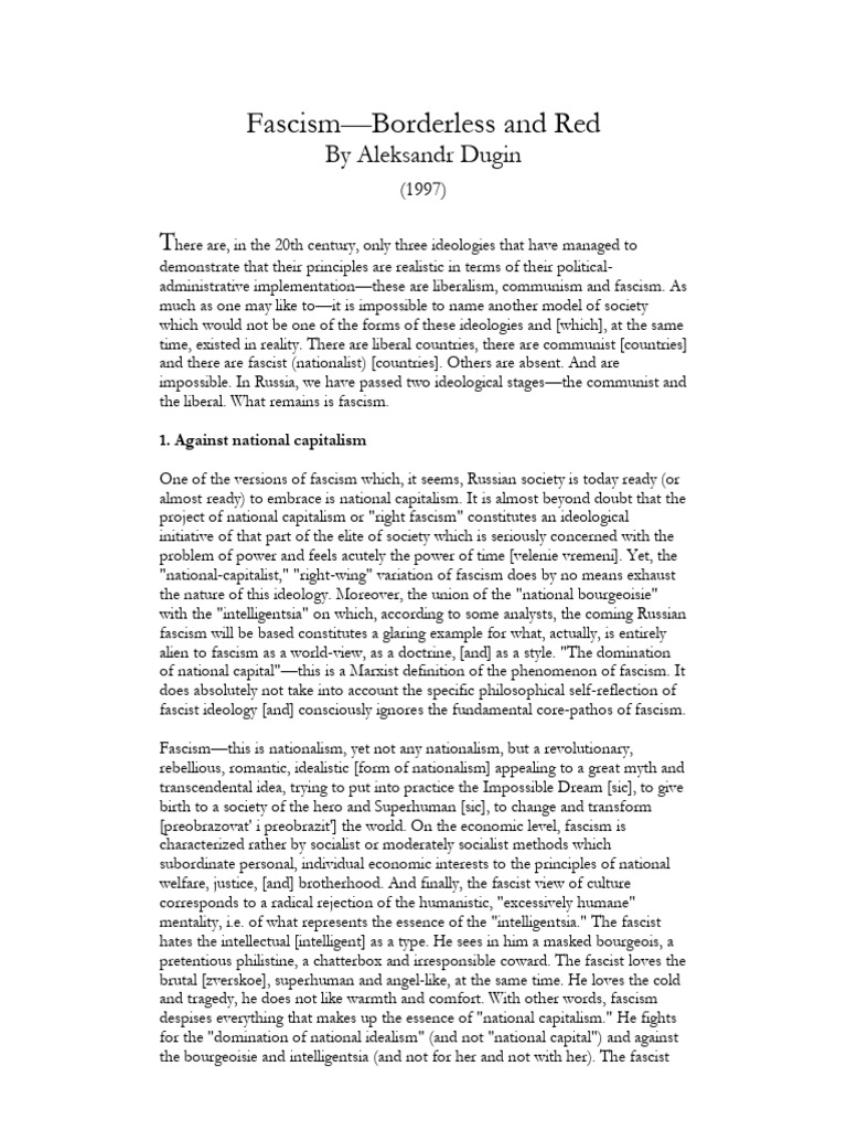 Dugin - A Fascism Borderless Red | PDF | Fascism | Communism