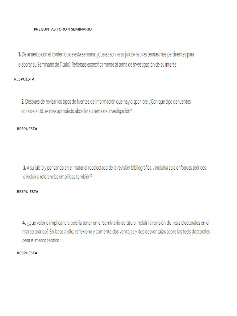 Preguntas Foro 4 Seminario | PDF