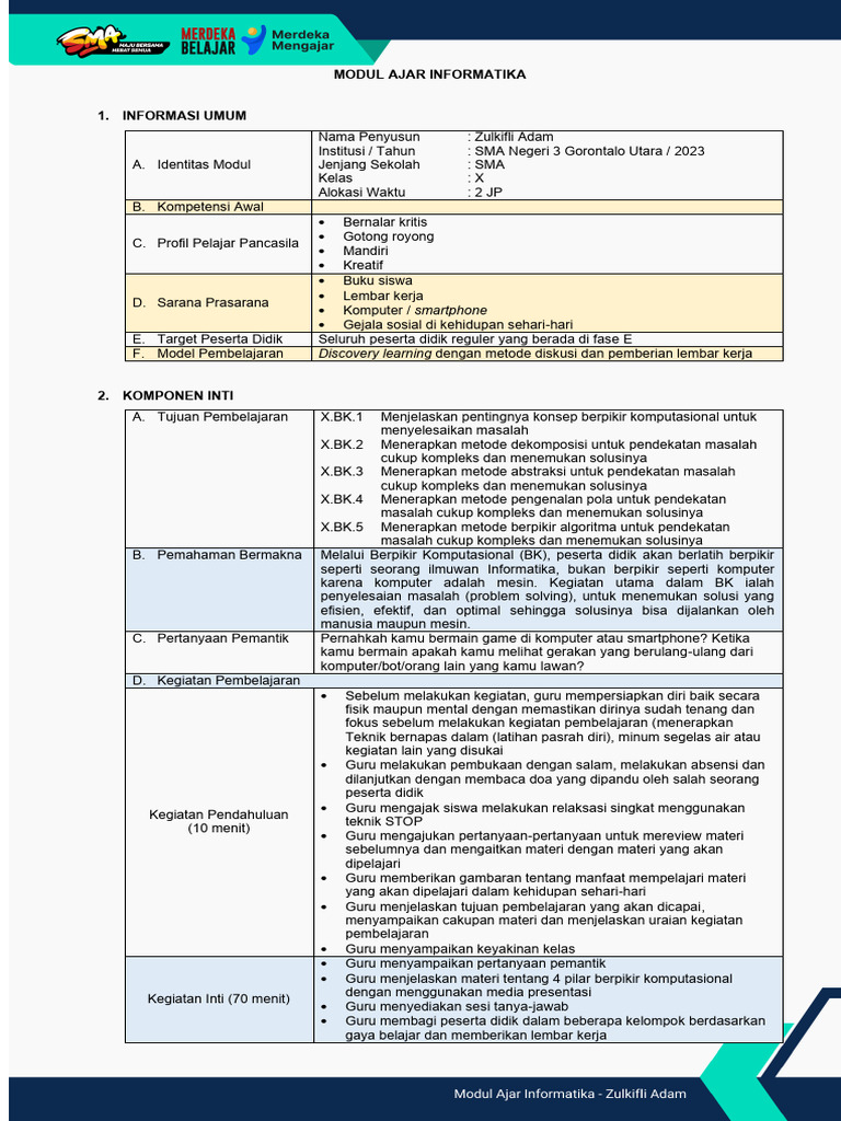 Modul Ajar BK Kelas X | PDF