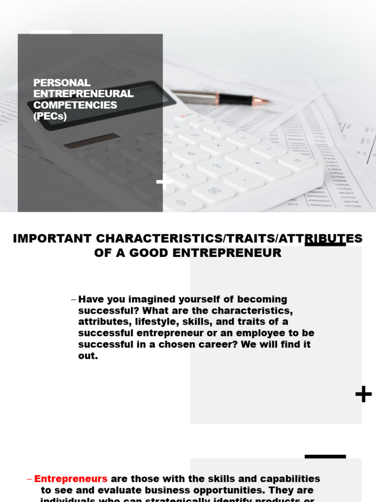 Important Characteristic of Good Entrepreneur Pecs | PDF
