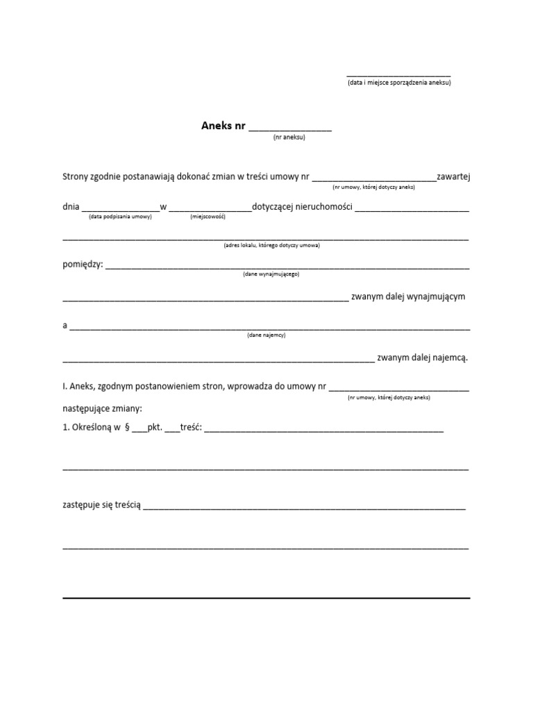 Aneks Do Umowy Najmu | PDF