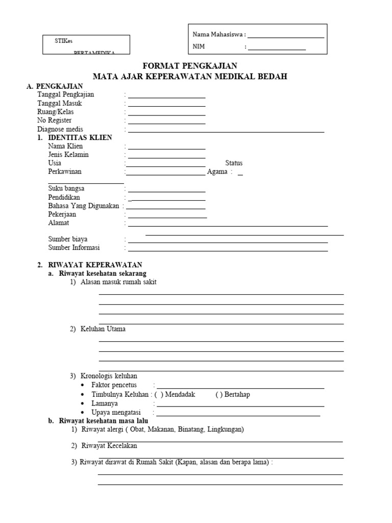 Format Pengkajian KMB | PDF