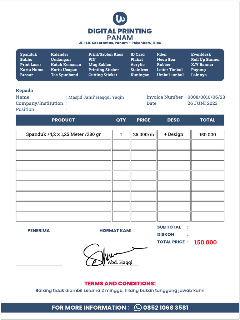 Nota Spanduk Idul Adha 1444 H-1 | PDF
