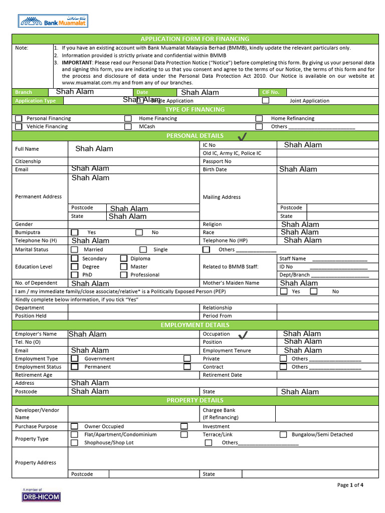 BMMB Financing Application Form | PDF | Banks | Credit Card