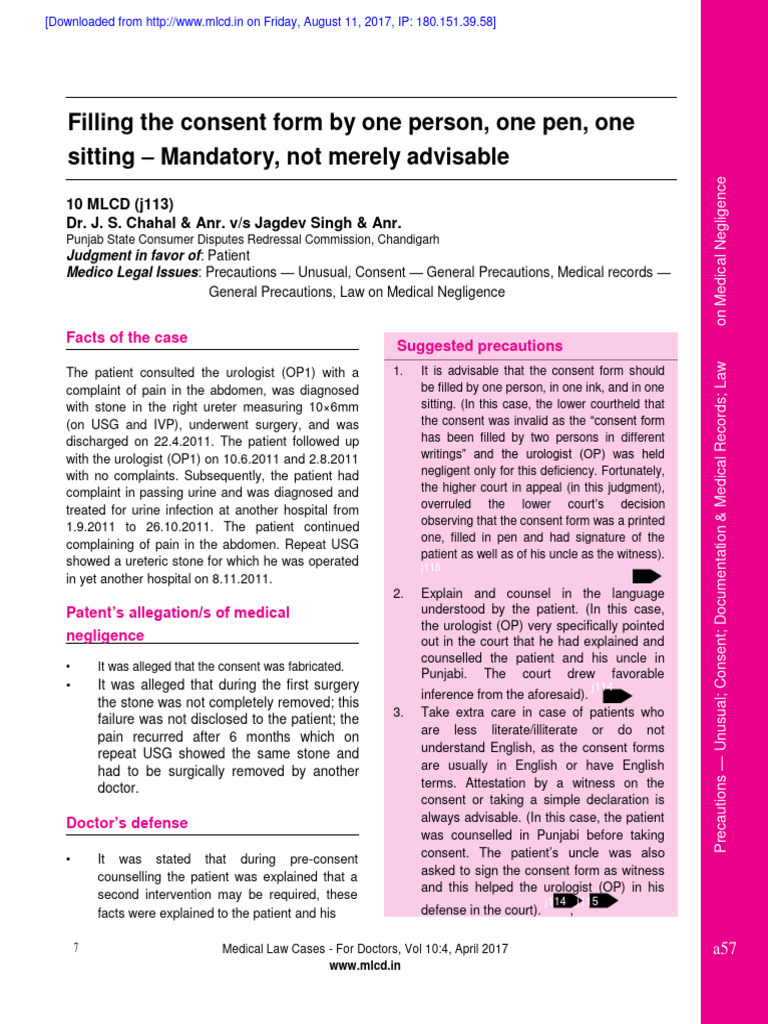 Filling The Consent Form by One Person, One Pen, One Sitting-1 | PDF | Informed Consent | Surgery