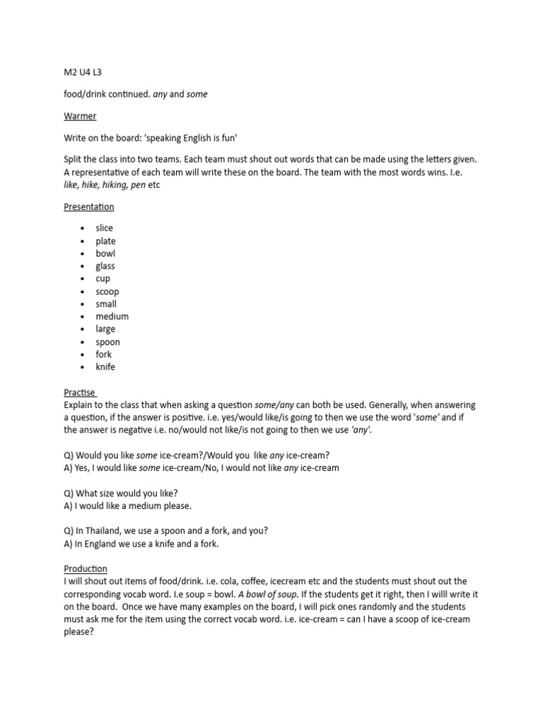 Food - Lesson 2 | PDF