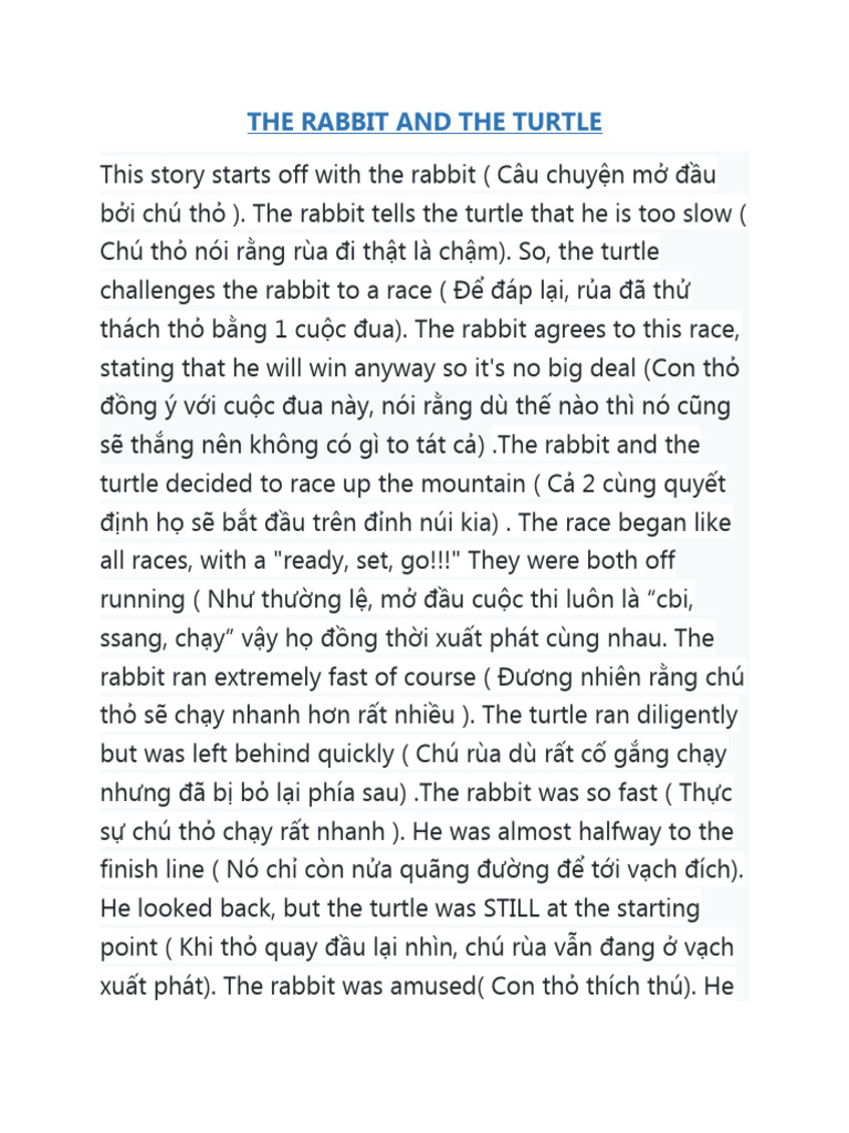 The Rabbit and The Turtle | PDF