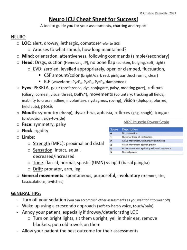 Neuro ICU Cheat Sheet For Success | PDF