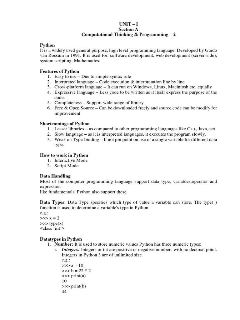 Unit - I | PDF | Parameter (Computer Programming) | Data Type