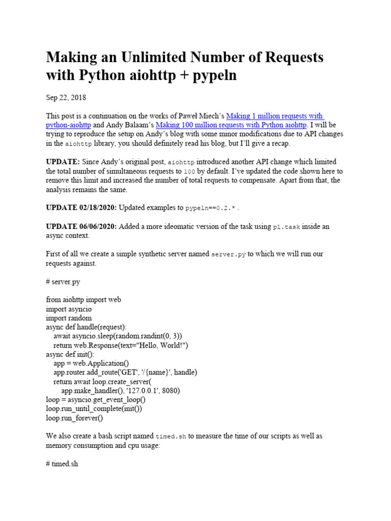 Making An Unlimited Number of Requests With Python Aiohttp Plus Pypeln ... Making An Unlimited Number of Requests With Python Aiohttp Plus Pypeln ...