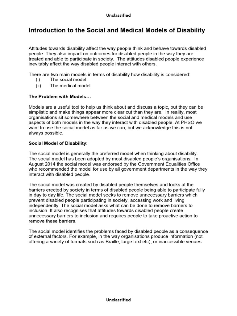 FDN-218144 Introduction To The Social and Medical Models of Disability ...