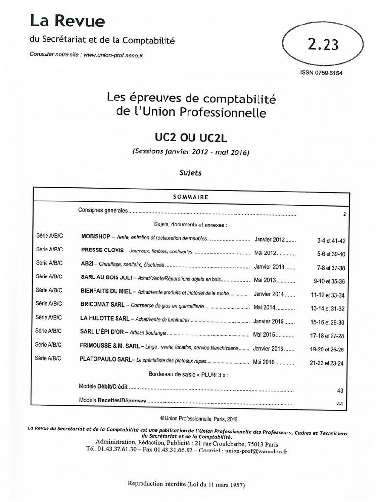 UC2 - UC2L - Logiciel Comptabilite - SUJETS | PDF