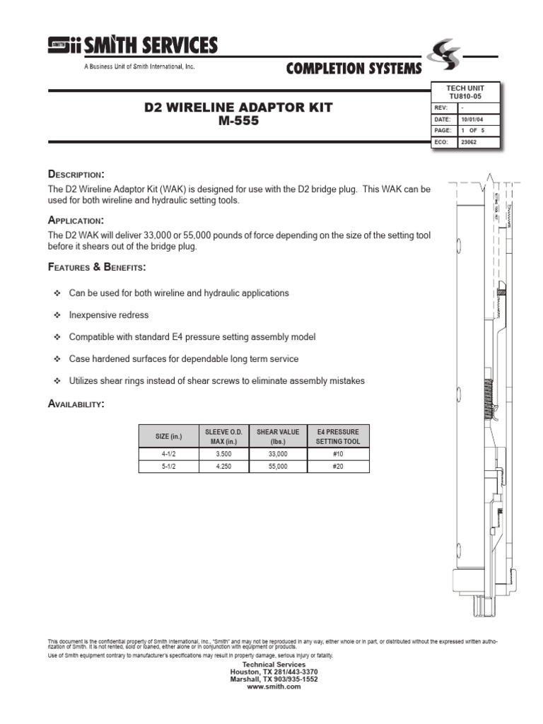 D2 Wireline Adaptor Kit | PDF
