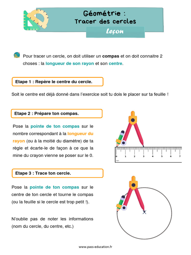 Tracer un cercle avec un compas CE1 | PDF