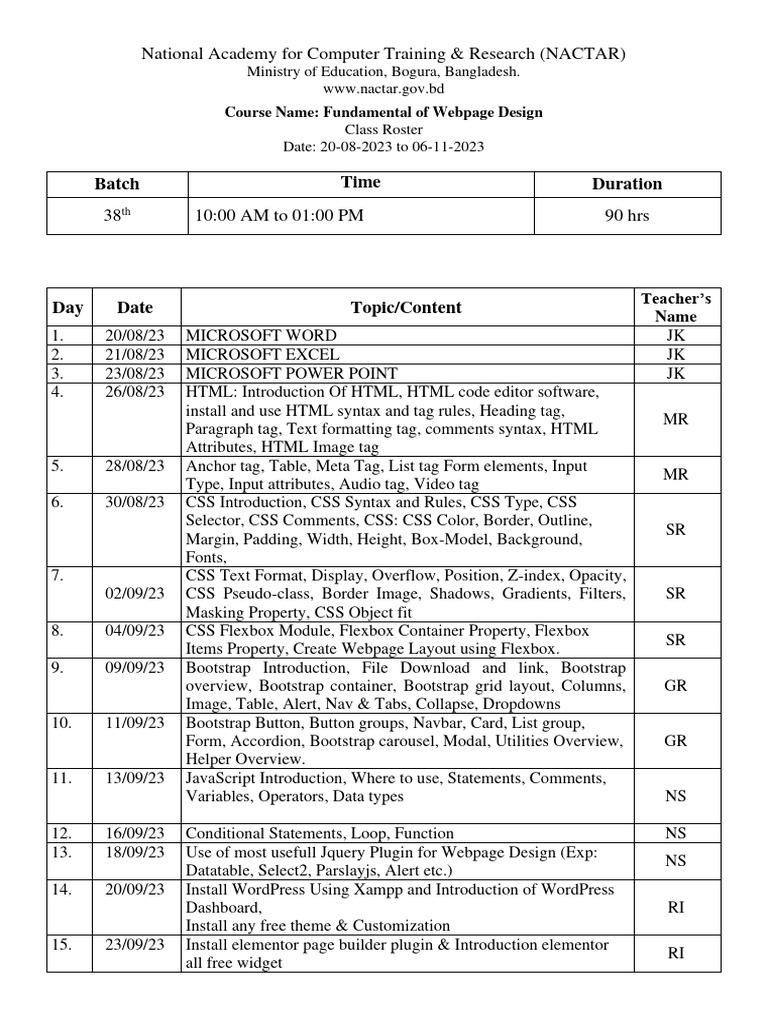 Nacter - Routine | PDF | Html Element | Html