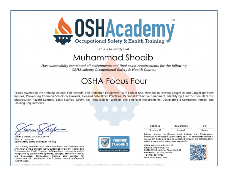 1012611-OSHA Focus Four | Download Free PDF | Occupational Safety And ...