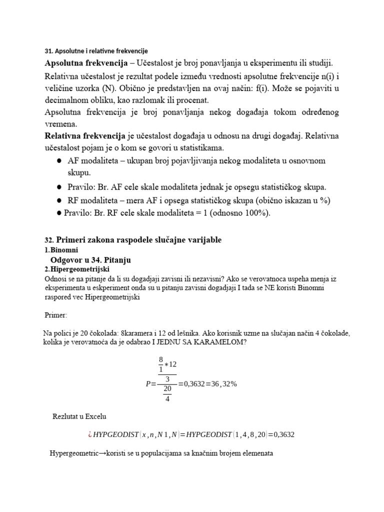 Apsolutna Frekvencija - Učestalost Je Broj Ponavljanja U Eksperimentu Ili Studiji | PDF