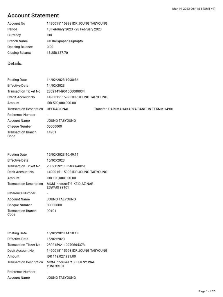 Account Statement | PDF | Debits And Credits | Cheque