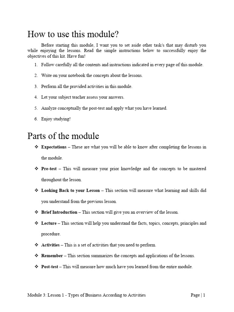 ABM 1 Module 3 - Lesson 1 | PDF | Inventory | Retail