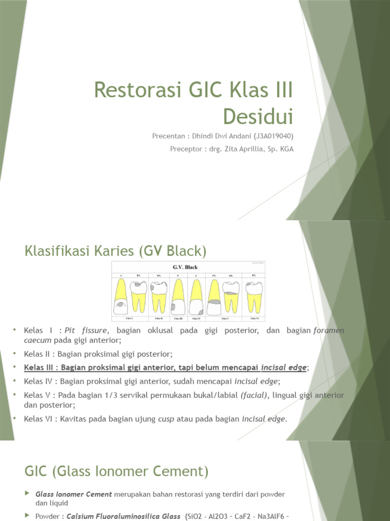 Restorasi GIC Klas 3 Desidui | PDF