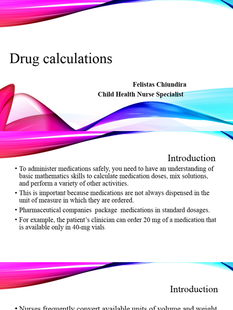 Drug Administration Calculations | PDF