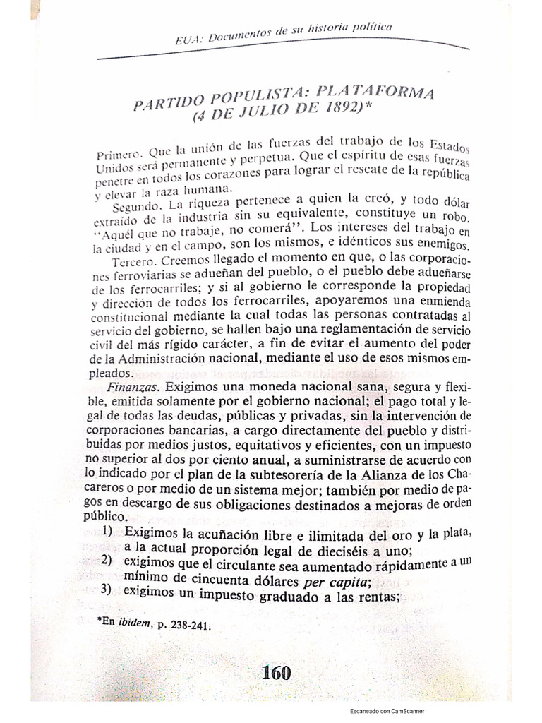 Plataforma Del Partido Populista | PDF