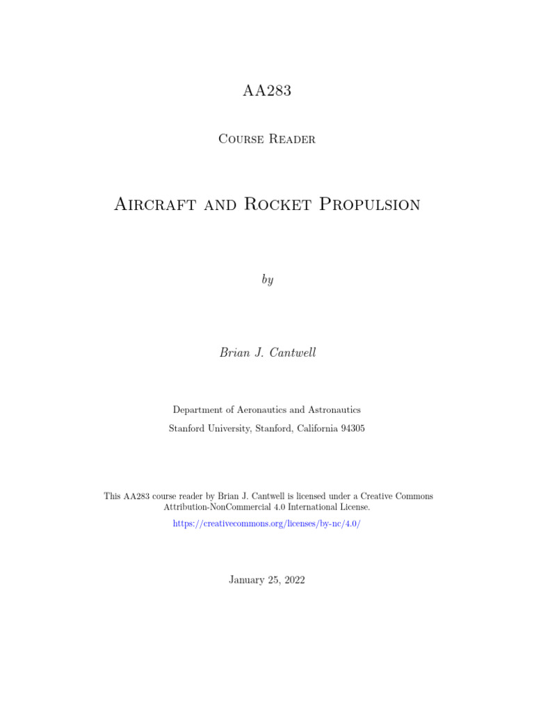AA283 Aircraft and Rocket Propulsion BOOK Brian J Cantwell Jan 2022 | PDF