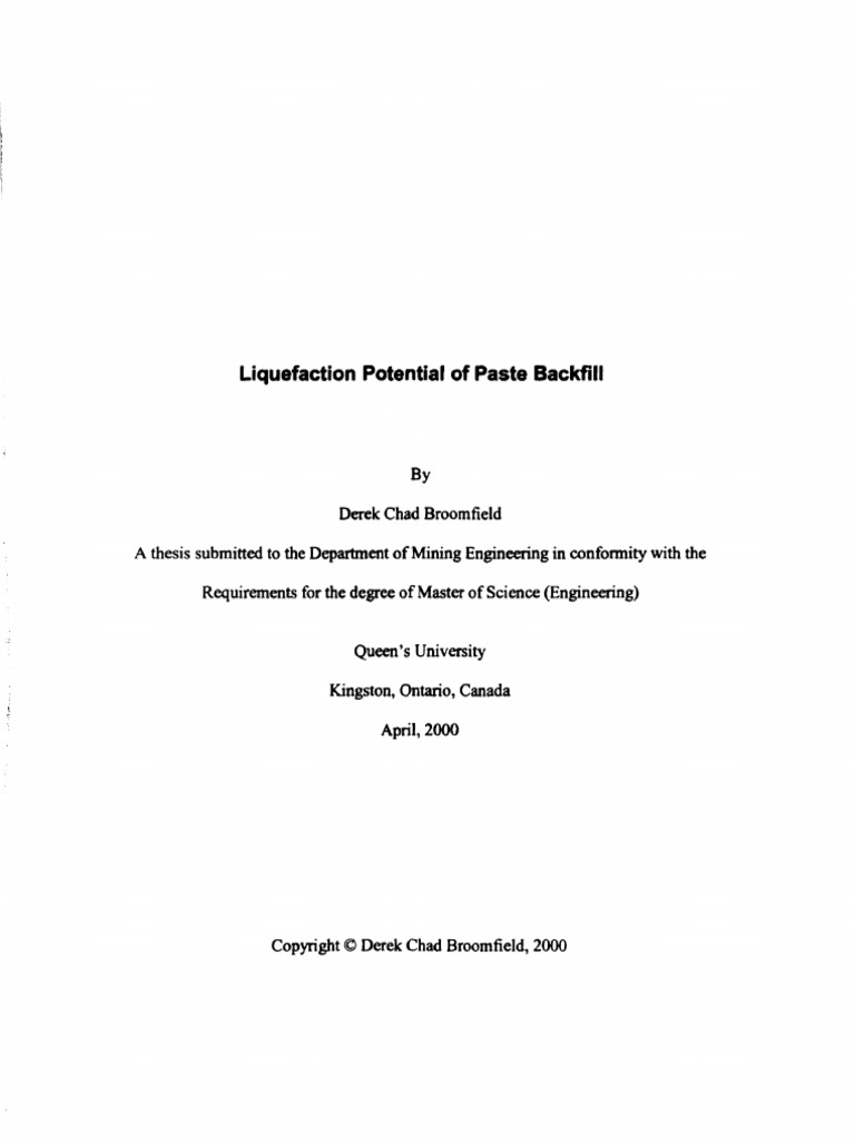 Liquefaction Potential of Paste Backfill | PDF
