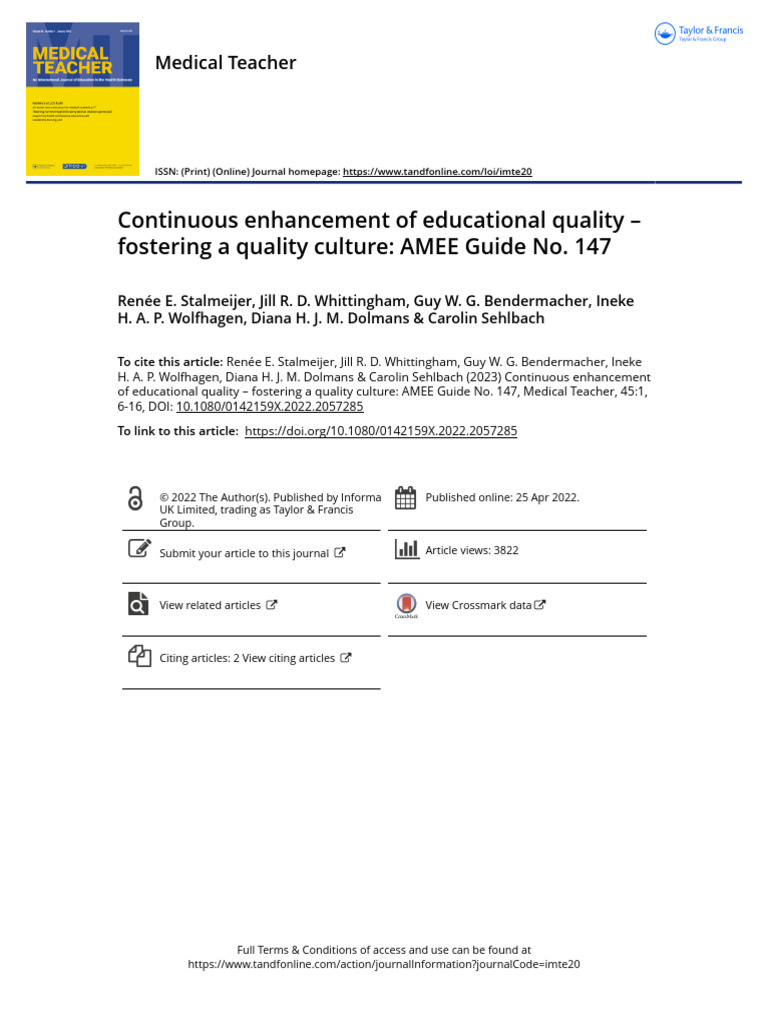 Continuous Enhancement of Educational Quality Fostering A Quality ... Continuous Enhancement of Educational Quality Fostering A Quality ...