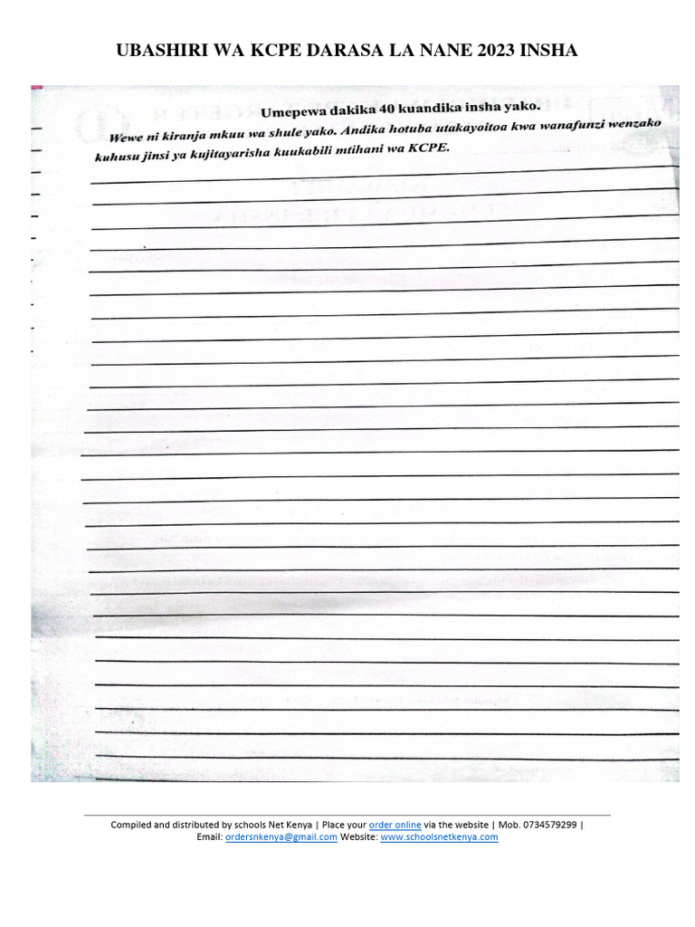 Primary Class 8 Kcpe Prediction Insha 2023 | PDF