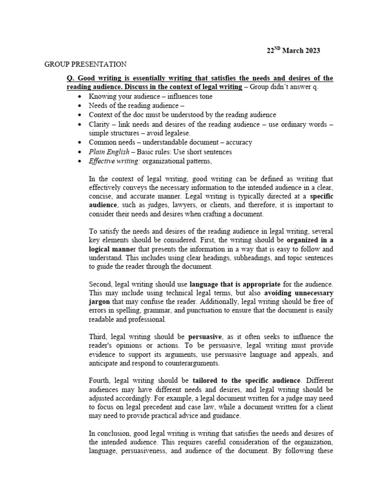 Legal Writing & Drafting | PDF