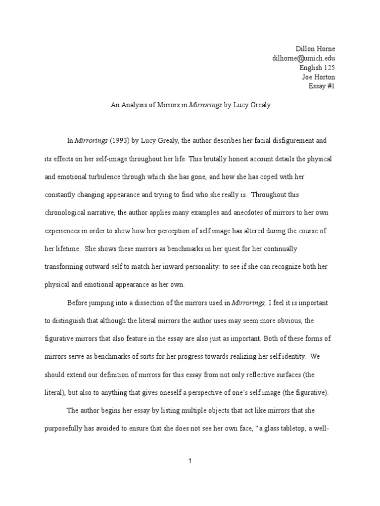 An Analysis of Mirrors in Mirrorings by Lucy Grealy | PDF | Mirror | Essays