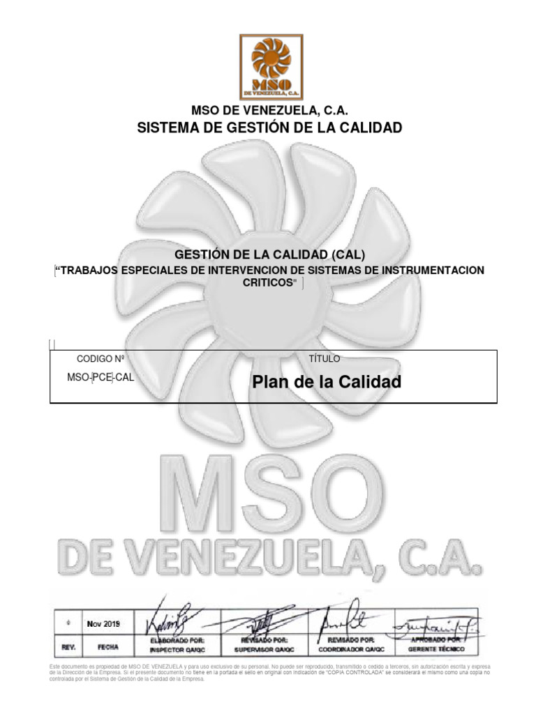 Plan Especifico de La Calidad de Sistemas de Instrumentación Criticos ...