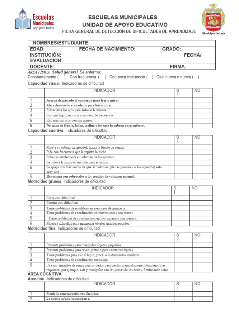 ficha deteccion DECE | PDF