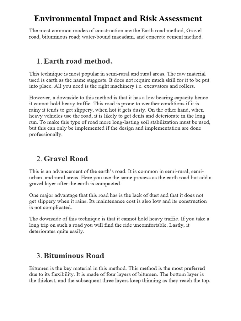 The Most Common Modes of Construction Are The Earth Road Method | PDF