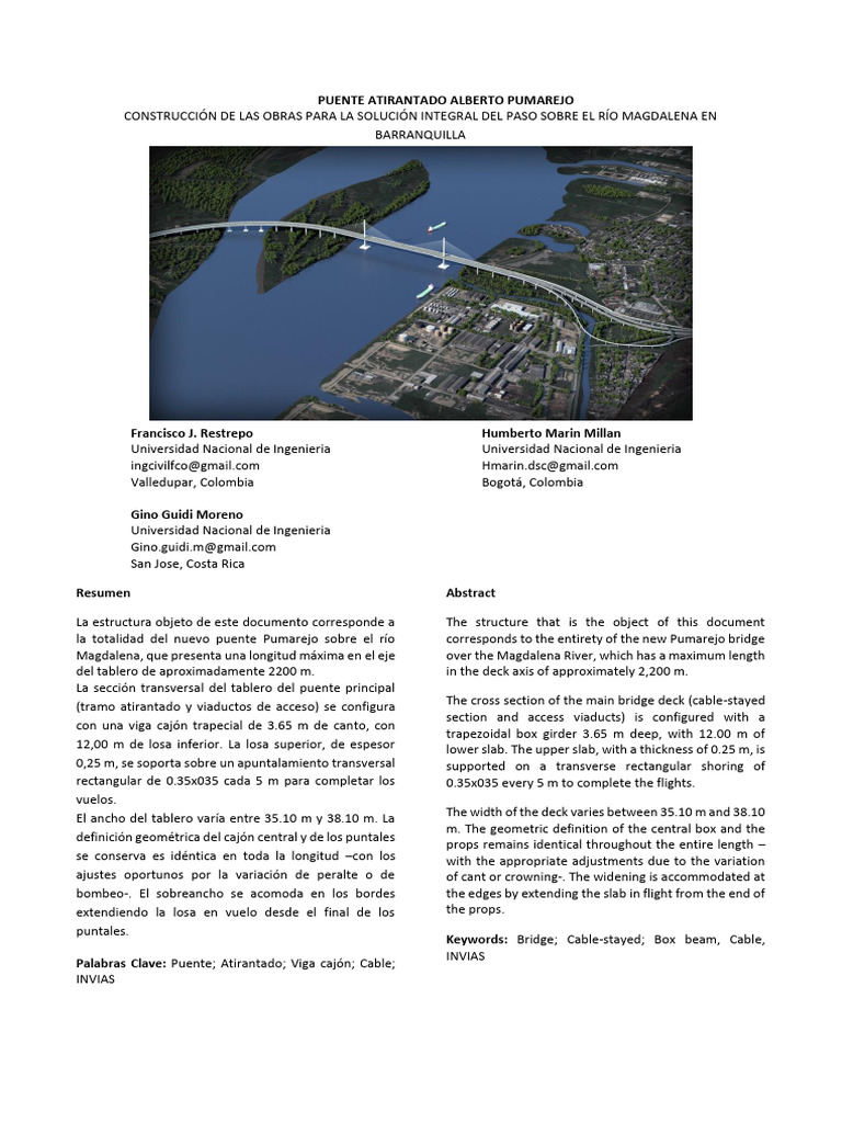 Puente Atirantado Alberto Pumarejo | PDF