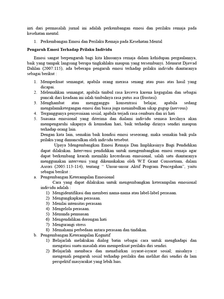 Analisis Jurnal Perkembangan Remaja | PDF
