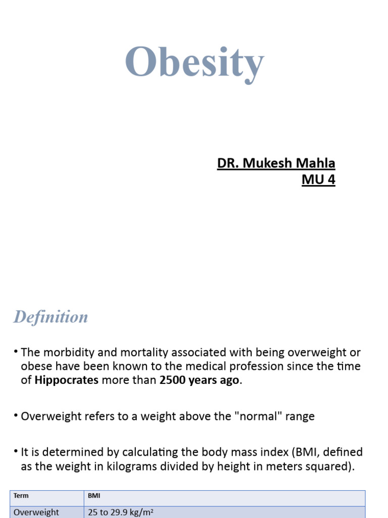 Obesity PPT (Mahla) | PDF | Obesity | Dieting
