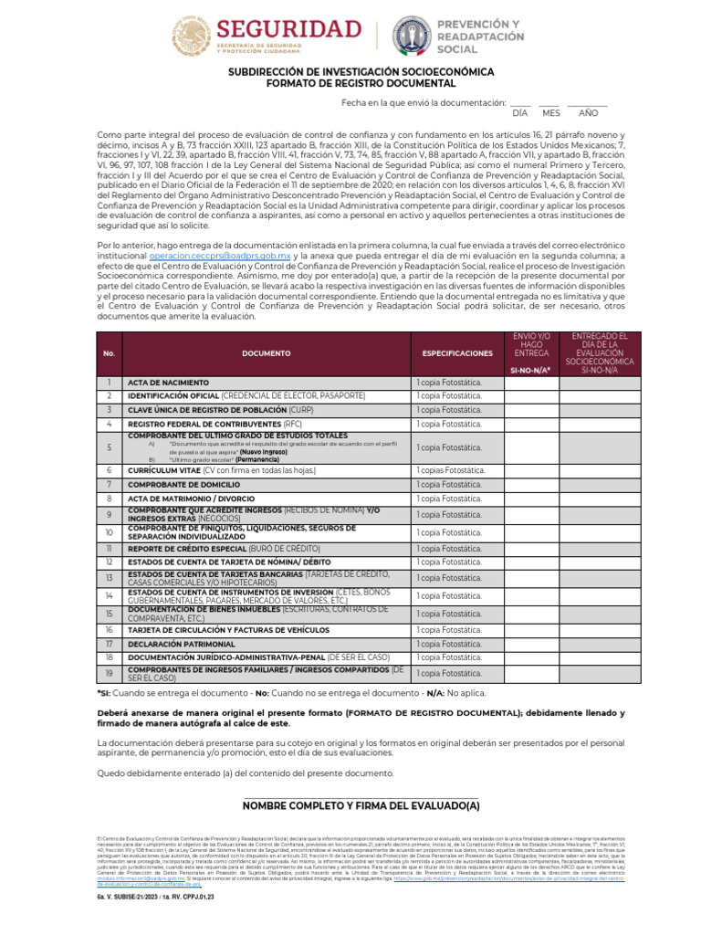 FORMATO DE REGISTRO DOCUMENTAL CECC 6a.v. 2023 (002) CC | PDF