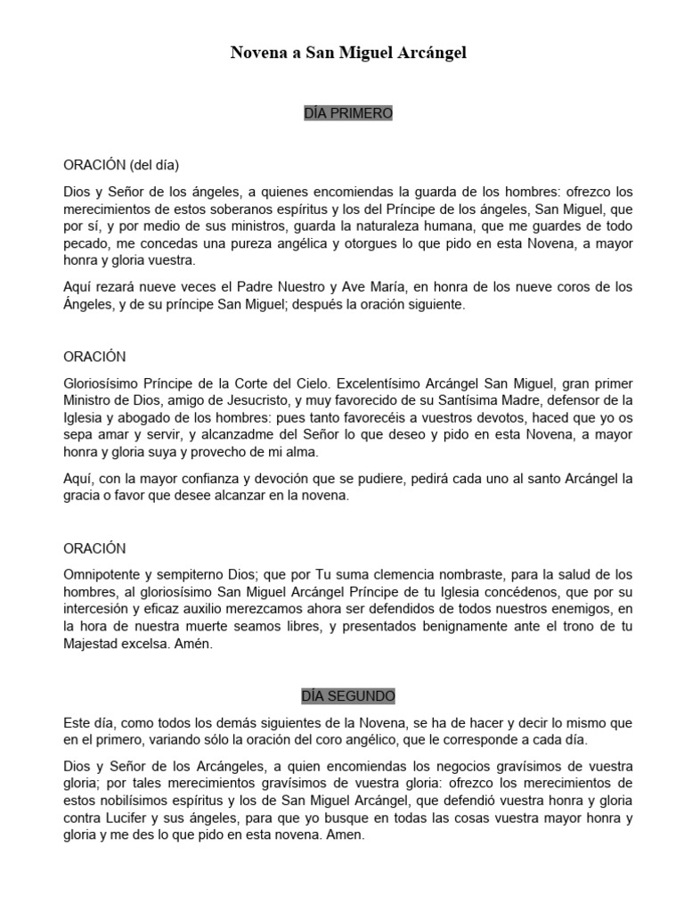 Novena A San Miguel Arcángel | PDF | Miguel (Arcángel) | Oración