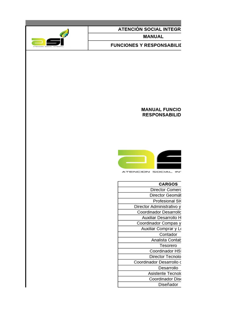 Manual de Funciones y Responsabilidades | PDF Manual de Funciones y Responsabilidades | PDF