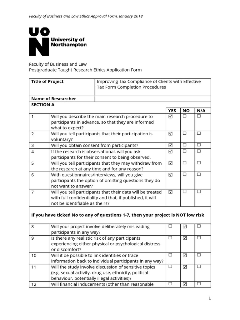 Annex 1 PGT Ethics Application Form | PDF