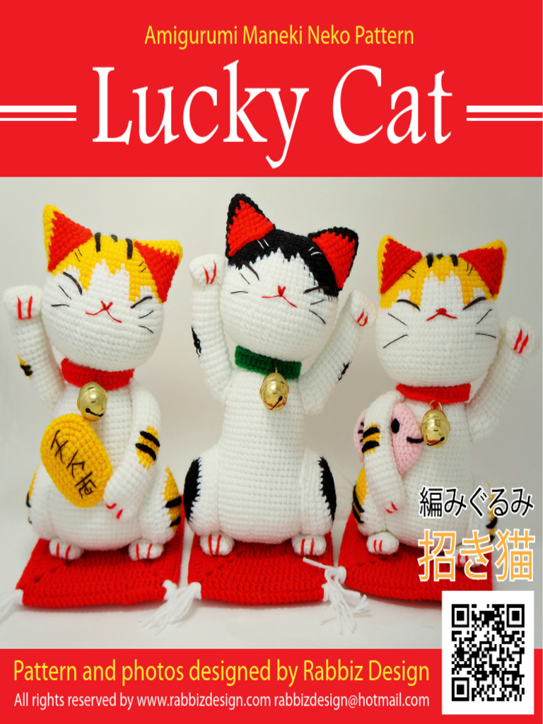 Free Amigurumi Maneki Neko Pattern | PDF | Crochet | Embroidery