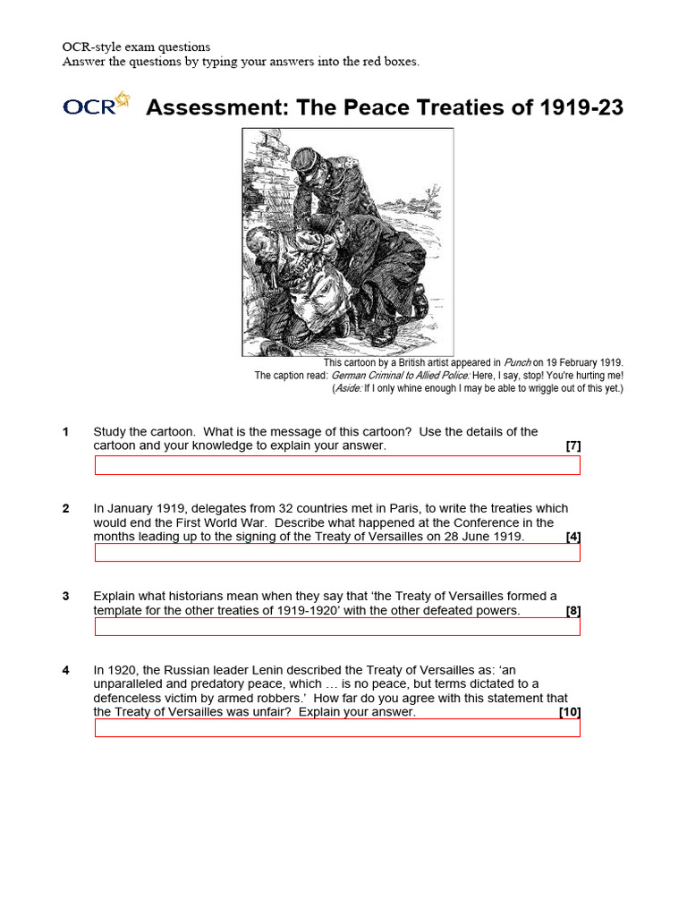 Exemplar OCR Past Paper History Treaty of Versailles | PDF | Treaty Of ...