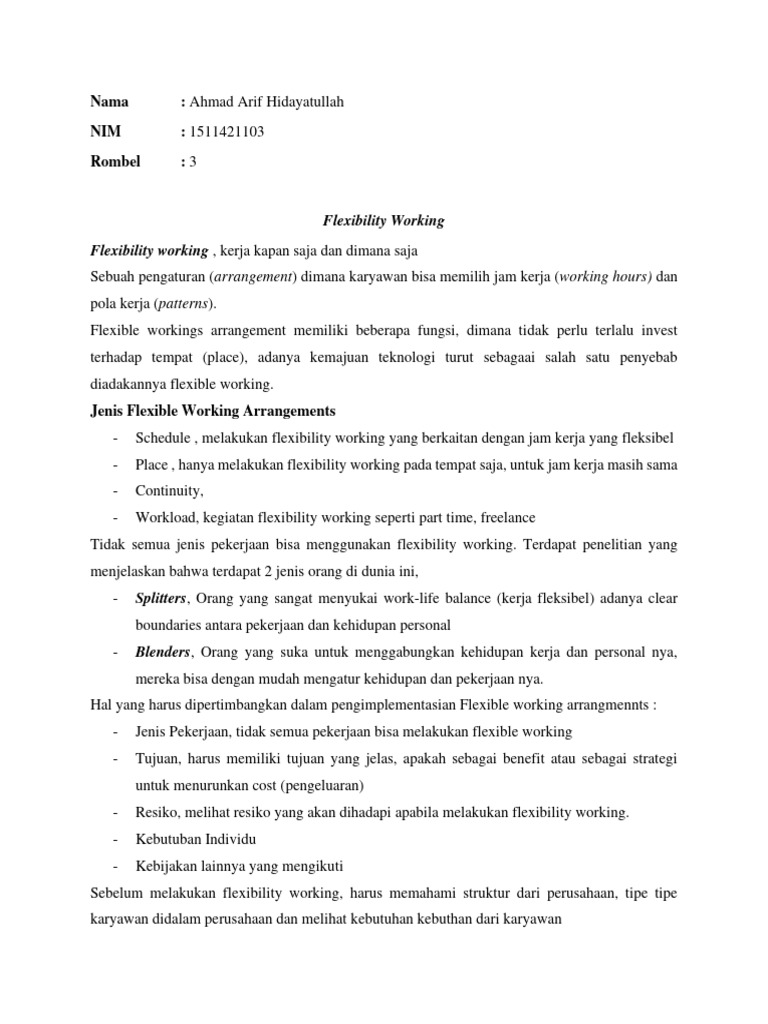 Ahmad Arif Hidayatullah - Resume KAPIO - Flexibility Working | PDF