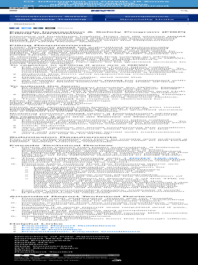 Facade Inspection & Safety Program (FISP) Filing Instructions | PDF